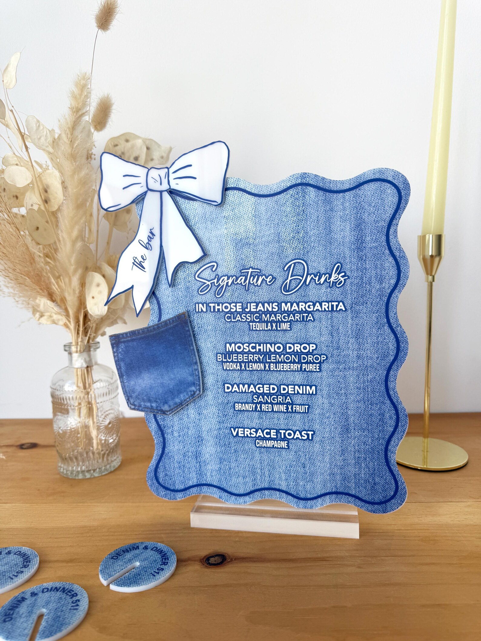 Y2K Custom Denim Acrylic Bar Menu - Etsy