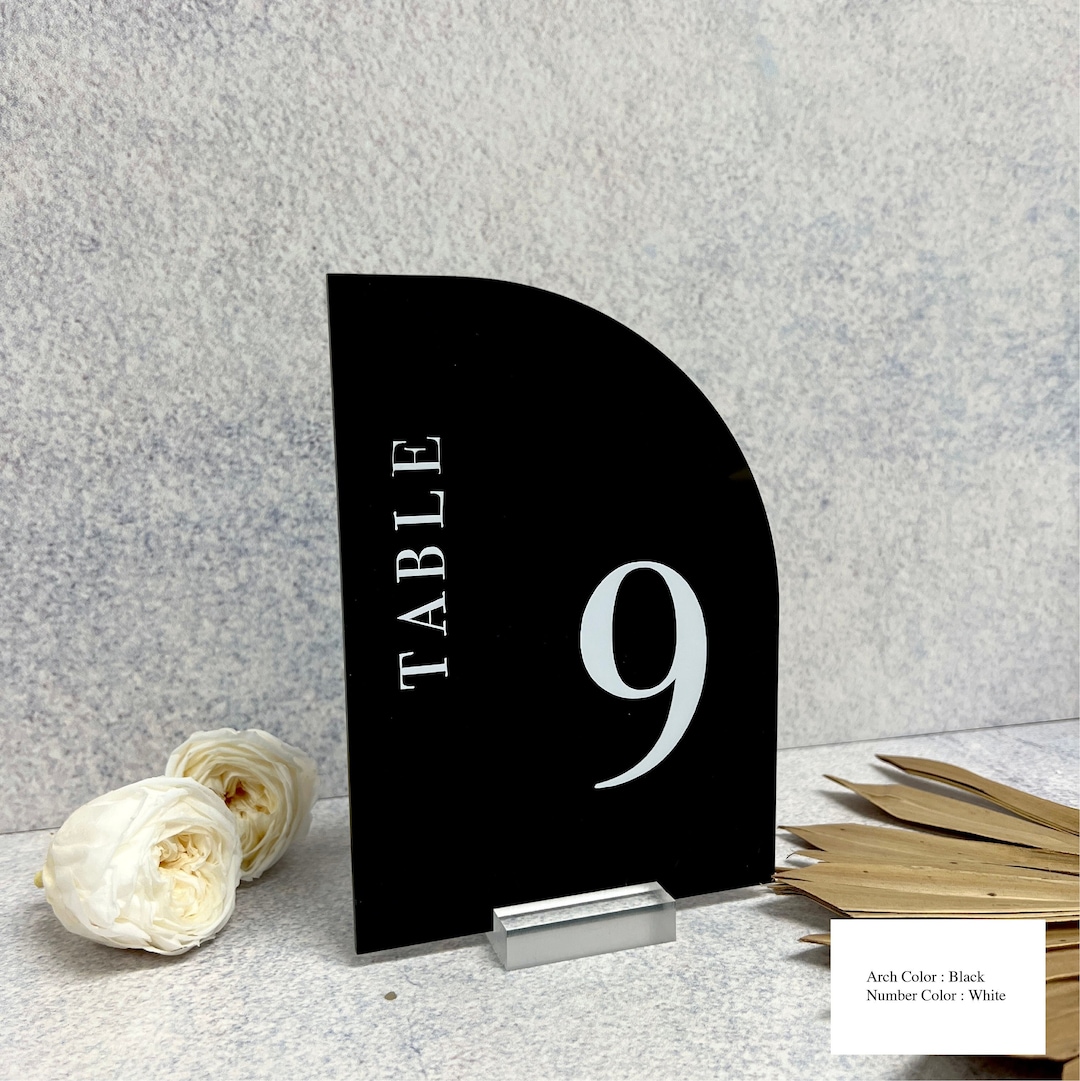 Acrylic Half Arch Table Number - Bodoni - Etsy