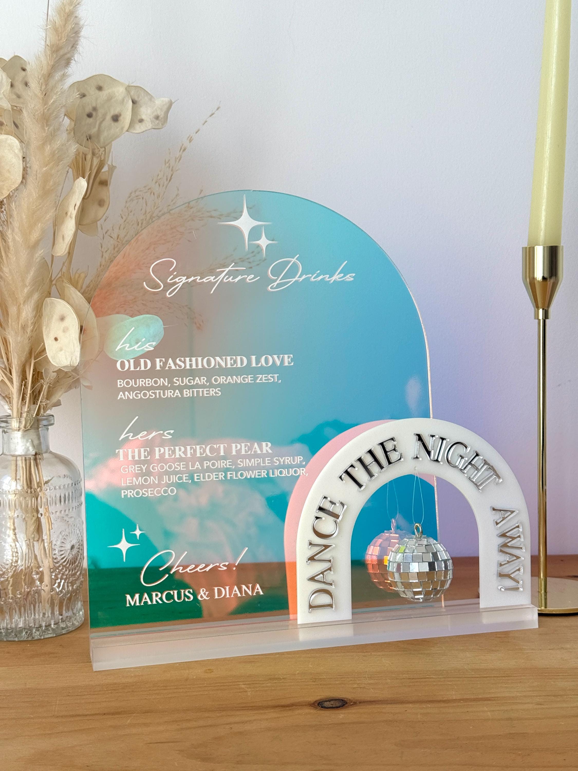 Acrylic Arch Double Bar Menu With A Disco Ball Accent - Etsy