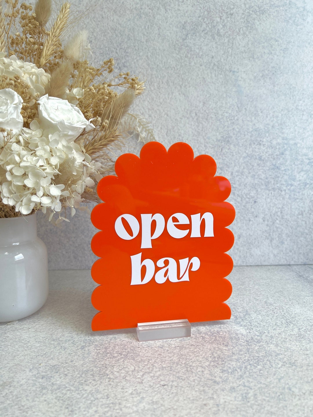 Scalloped Edge Arch - Open Bar Retro Font - Wedding Decor - Etsy