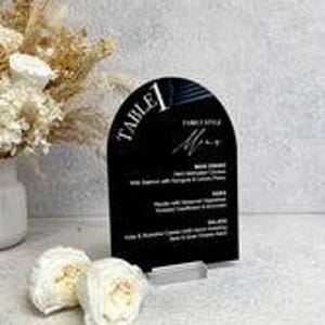 Menu With Table Number in Acrylic Arch - Etsy