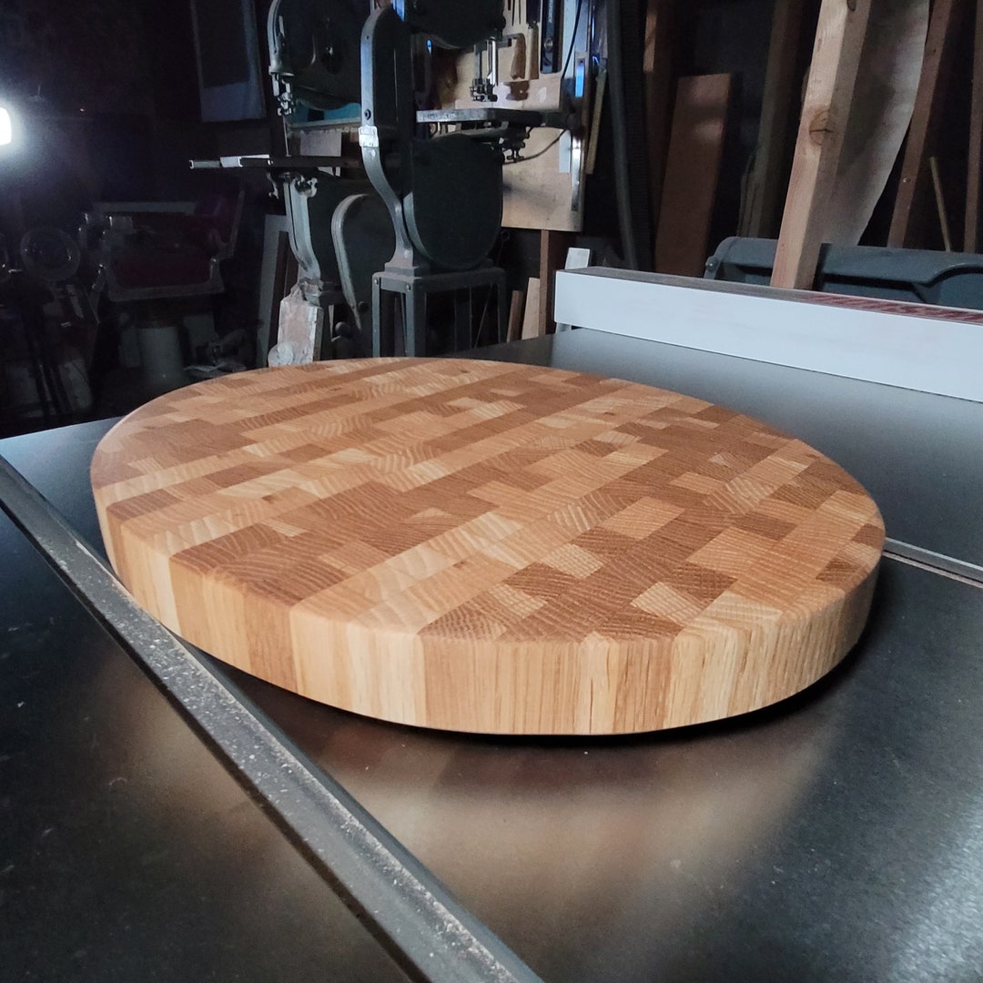 Oval Butcher Block - White Oak Hardwood Endgrain - Handmade - One of a ...