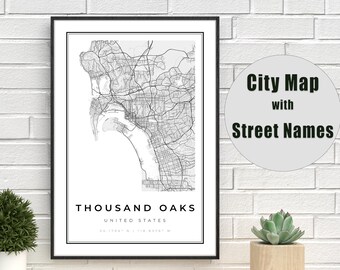 Thousand Oaks Map Print - Etsy