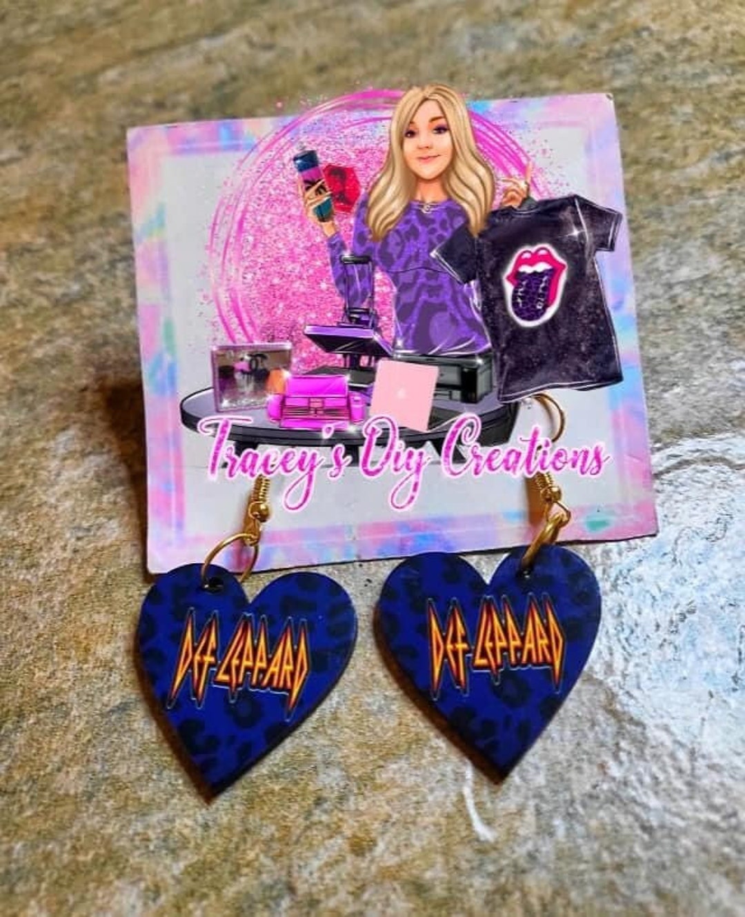 Blue Def Leppard Heart Shaped Jewelry, Def Leppard Jewelry, 80s Glam ...