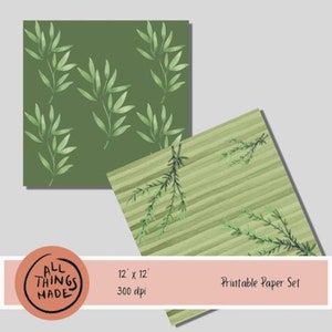 Emerald Green Color Paper, Set Of4 Digital Paper, Printable Paper ...