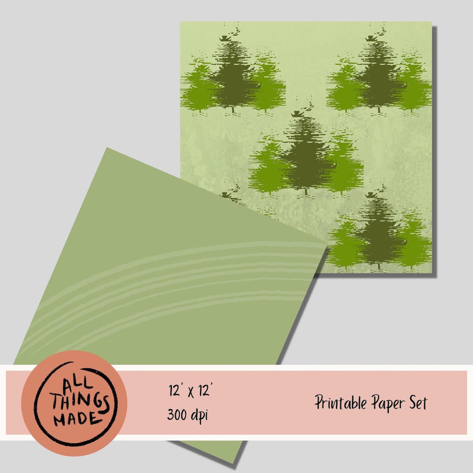 Emerald Green Color Paper, Set Of4 Digital Paper, Printable Paper ...