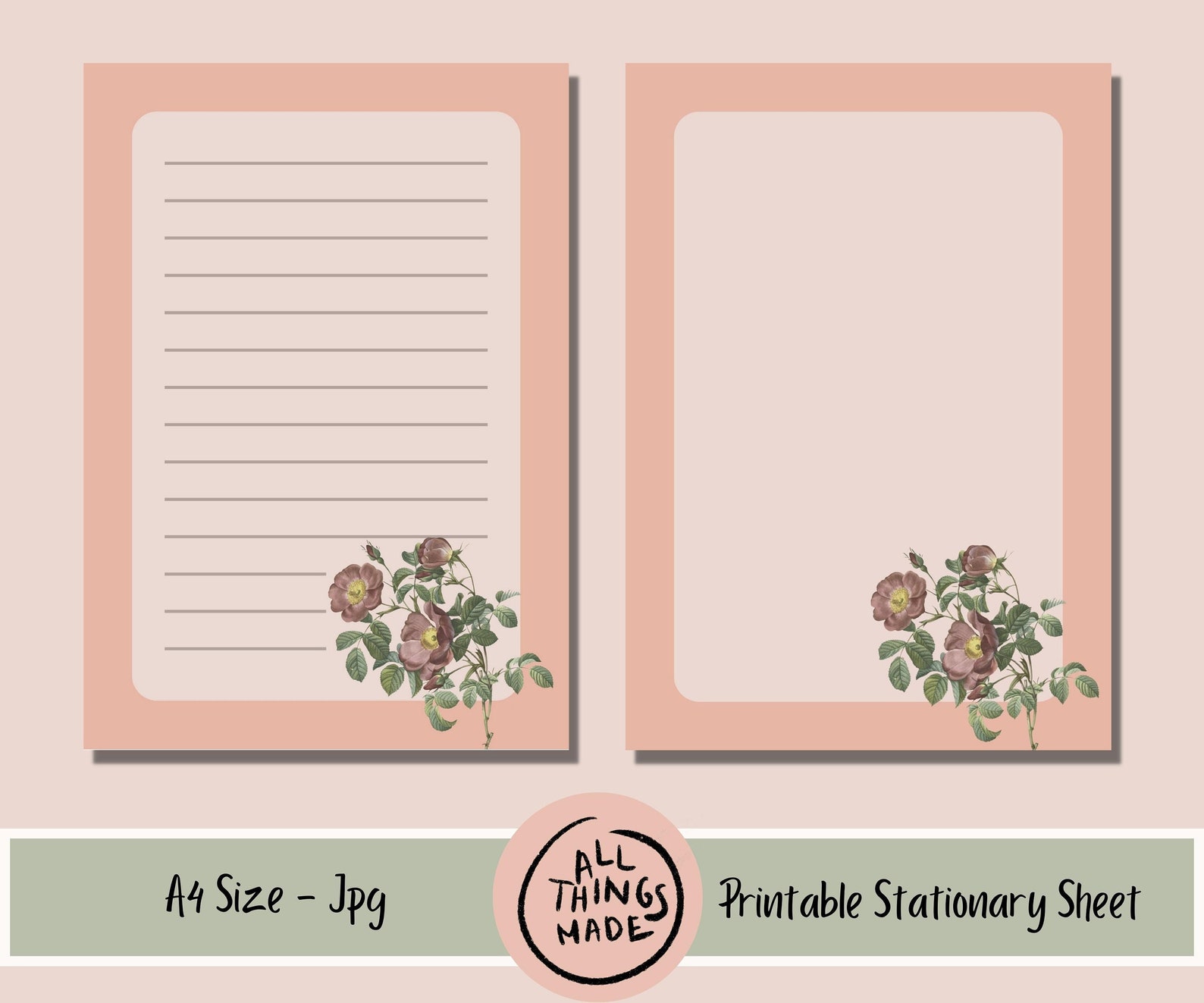 Printable Stationary Paper Digital Note Paper Lined and - Etsy