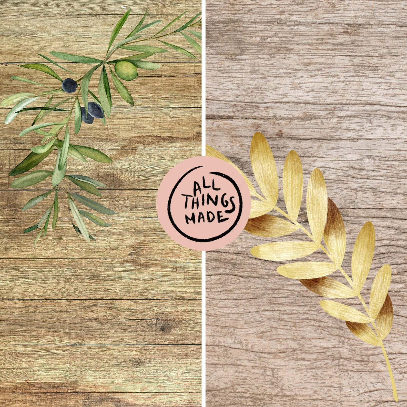 Printable Paper Set Of4, Scrapbooking Paper, Wood Pattern With Flower ...