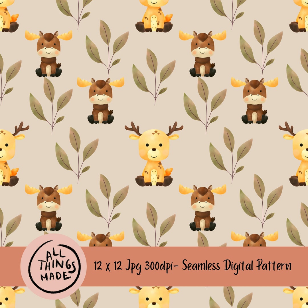 Single Seamless Pattern, Digital Download, Watercolor Nursery Digital ...