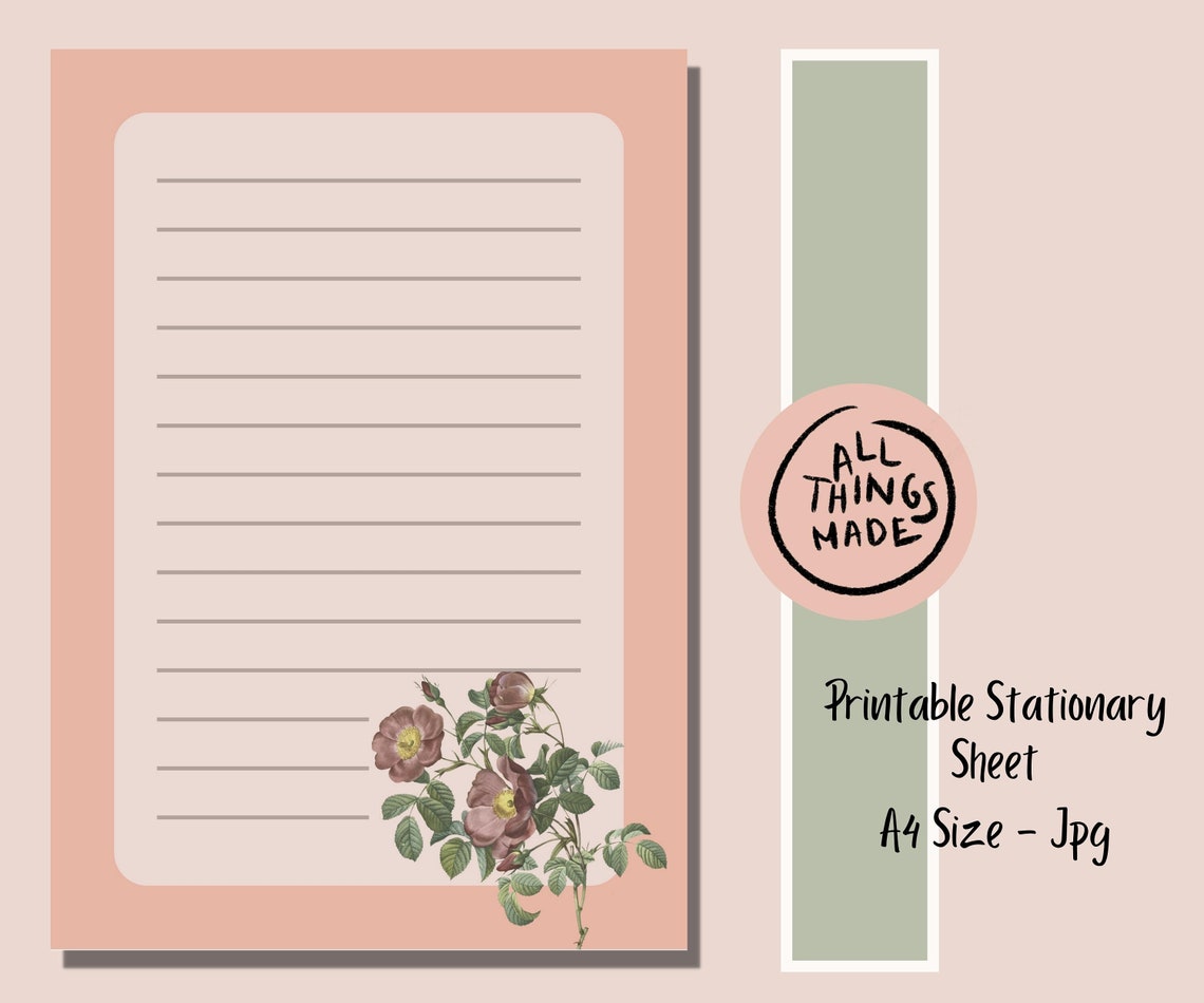 Printable Stationary Paper Digital Note Paper Lined and - Etsy
