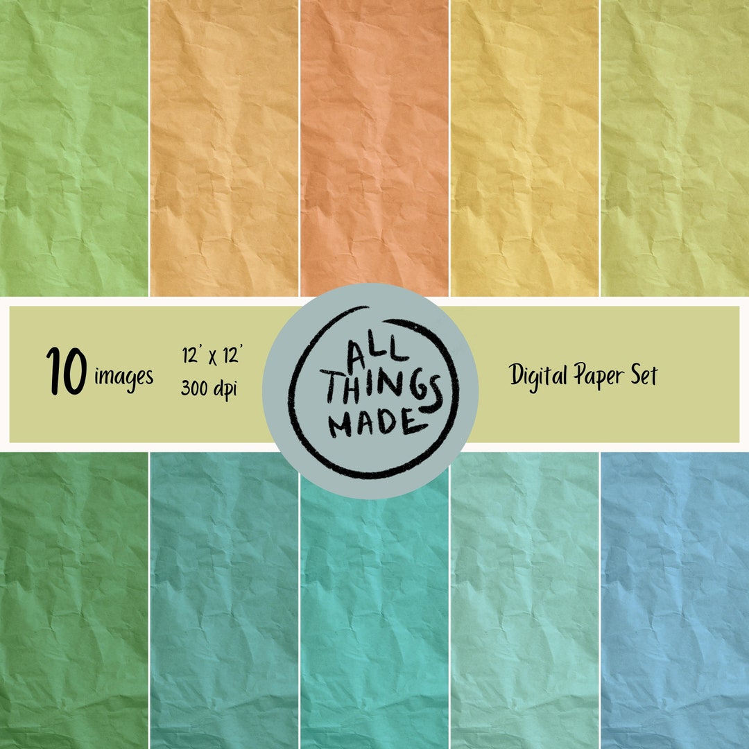 Printable Paper Set Of10, Wrinkle Paper Set, Coloured Digital Papers ...