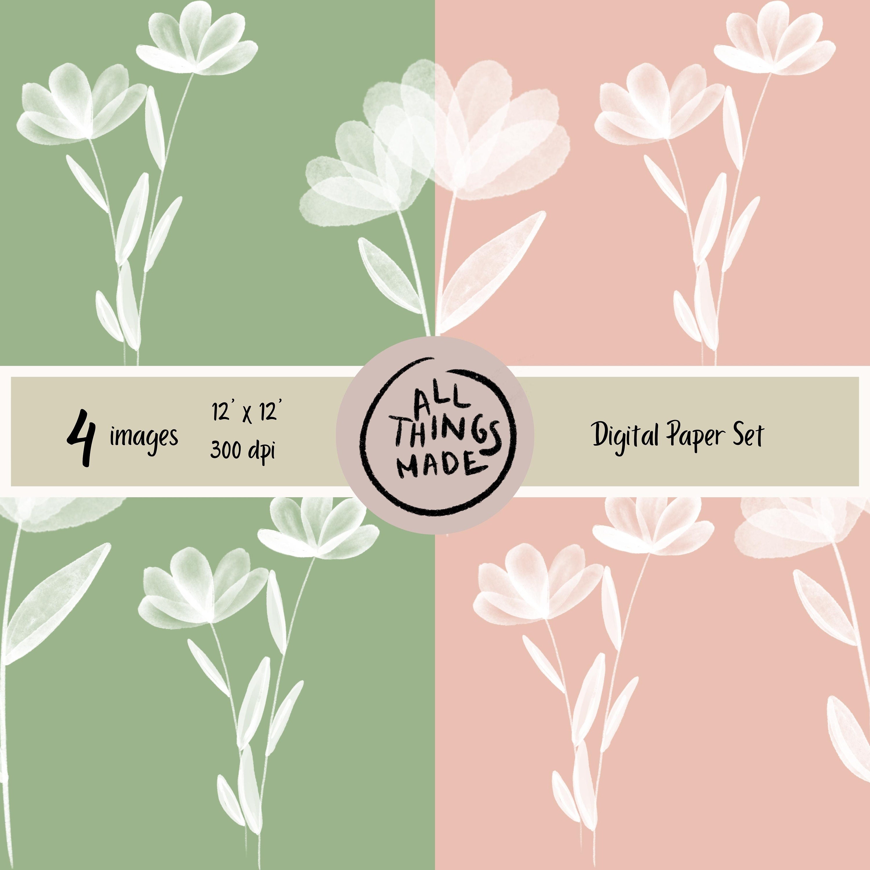 Printable Paper Set of 4, Pastel Color, Scrapbooking Papers, Crafting ...