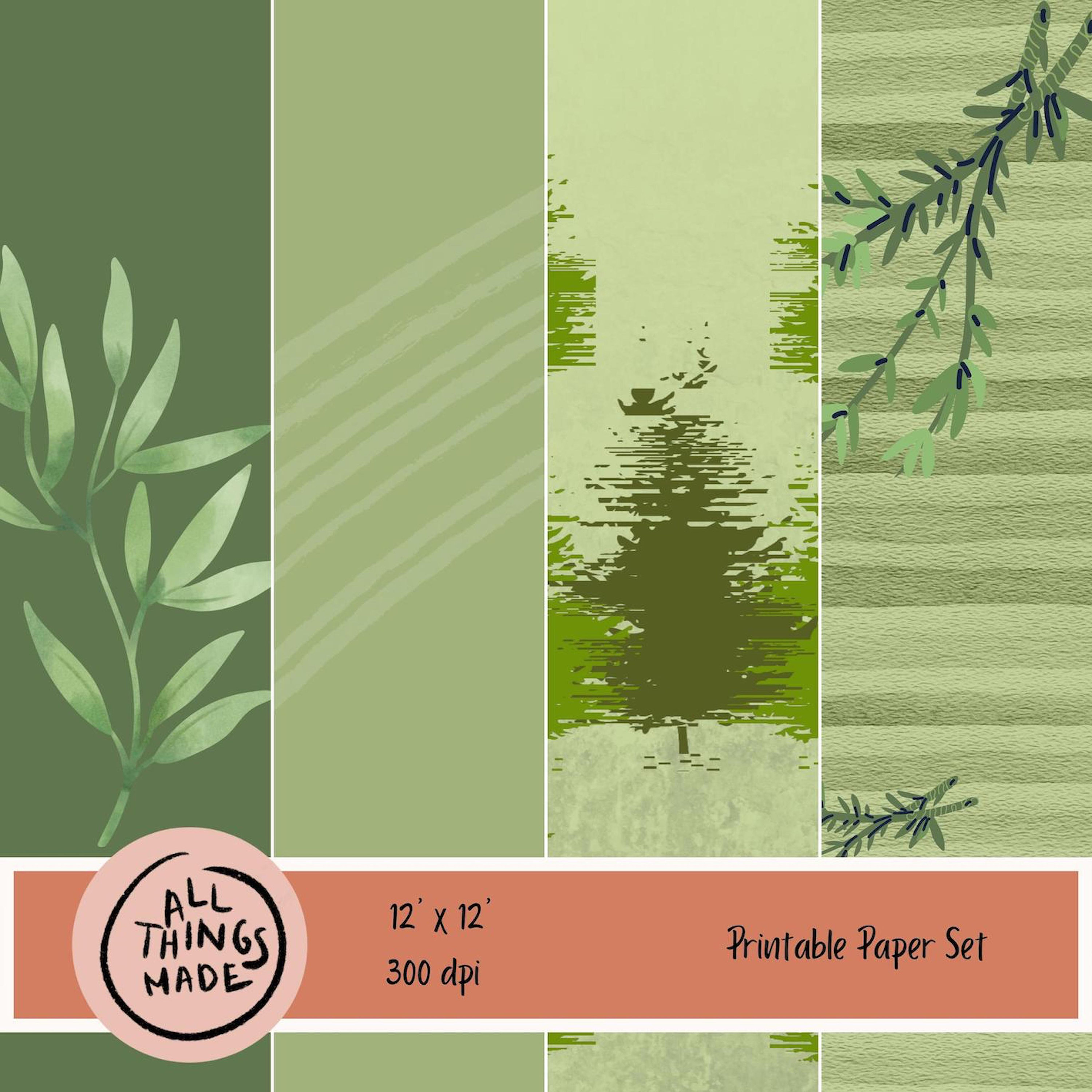 Emerald Green Color Paper, Set Of4 Digital Paper, Printable Paper ...