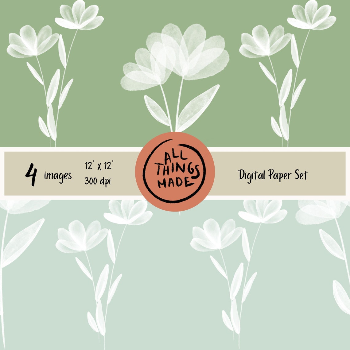 Printable Paper Set of 4, Pastel Color, Scrapbooking Papers, Crafting ...