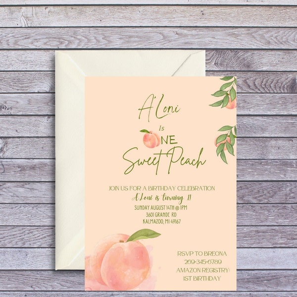 Peach Invitation - Etsy