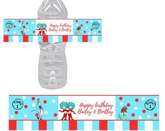 Printable Thing 1 Thing 2 Water Bottle Labels - Etsy