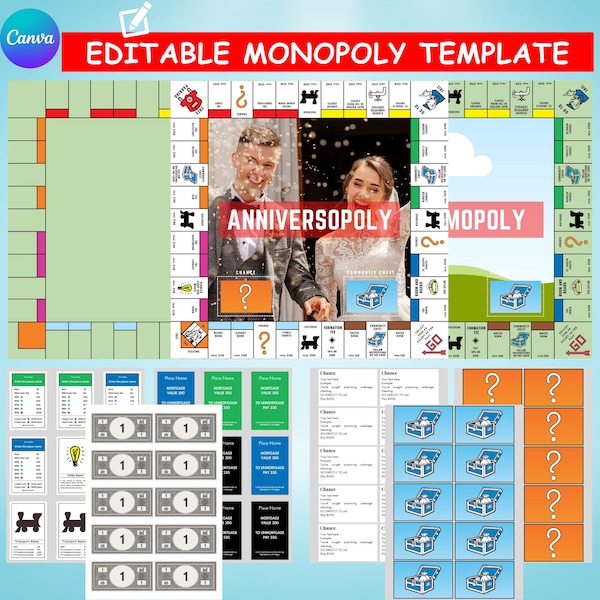 Monopoly template editable - Etsy México
