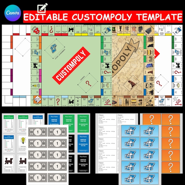 Monopoly Template Canva - Etsy