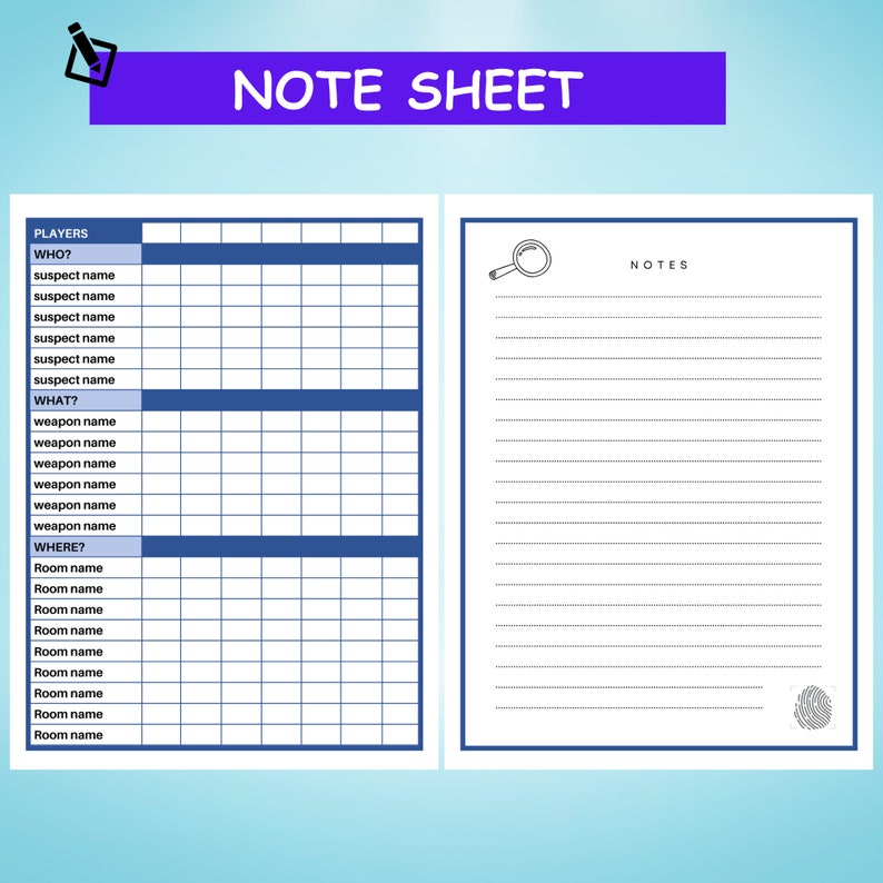 Editable Clue Board Game Template (printable, Canva, PDF, Instant ...