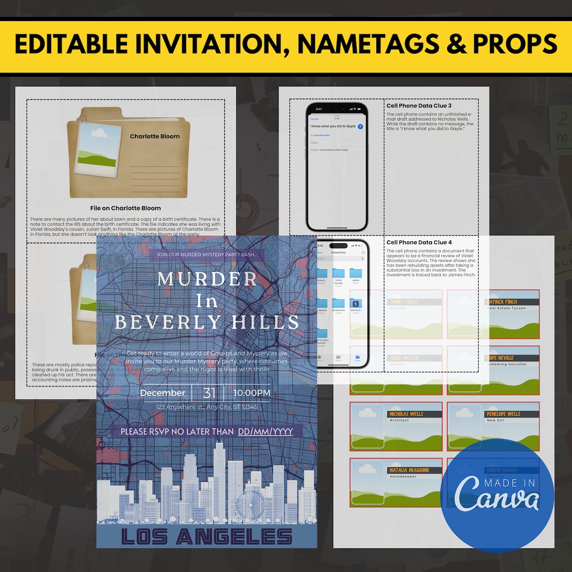 Editable Murder Mystery Case File Fully Editable on Canva - Etsy