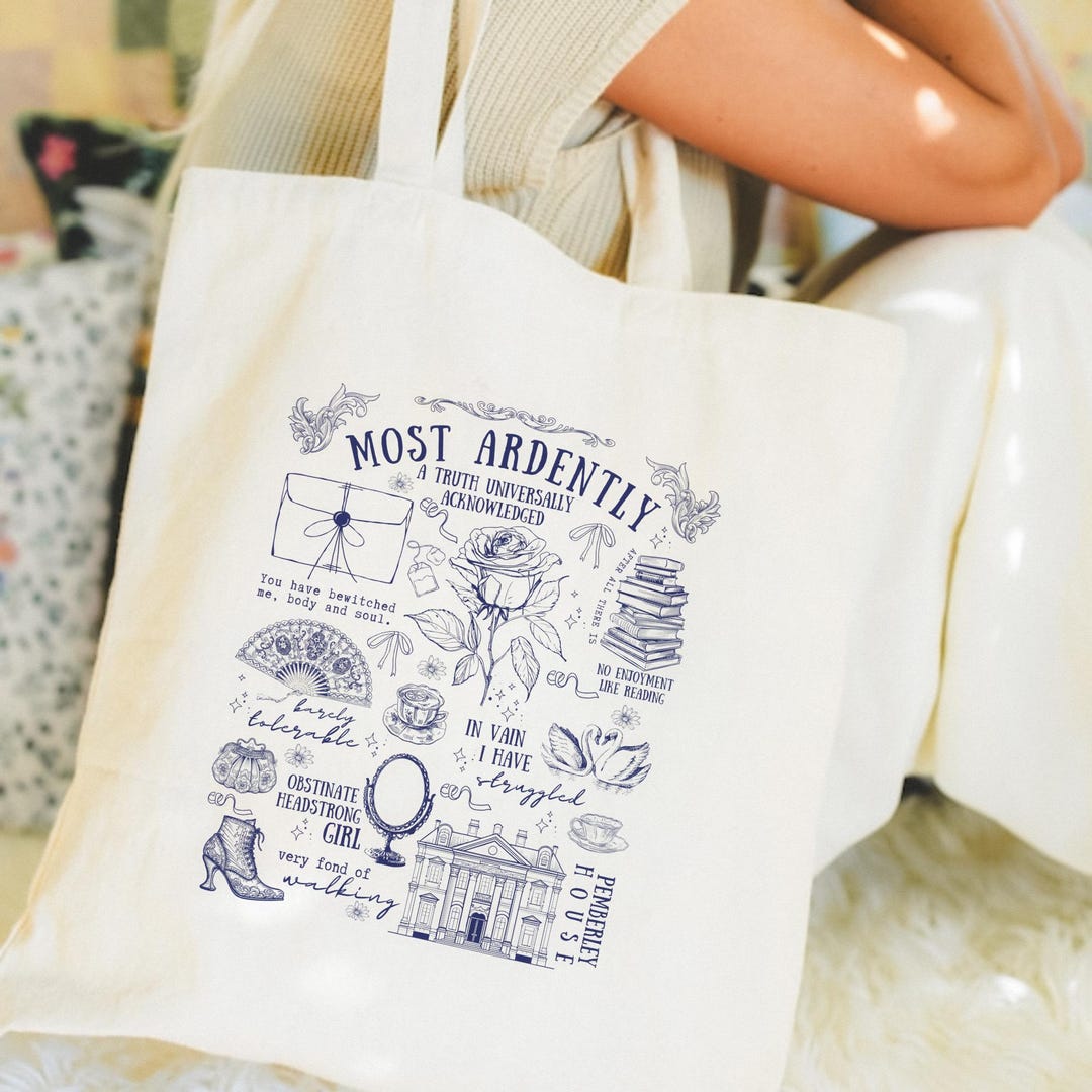 Pride and Prejudice Bag Tote, Pride and Prejudice Gift, Jane Austen ...