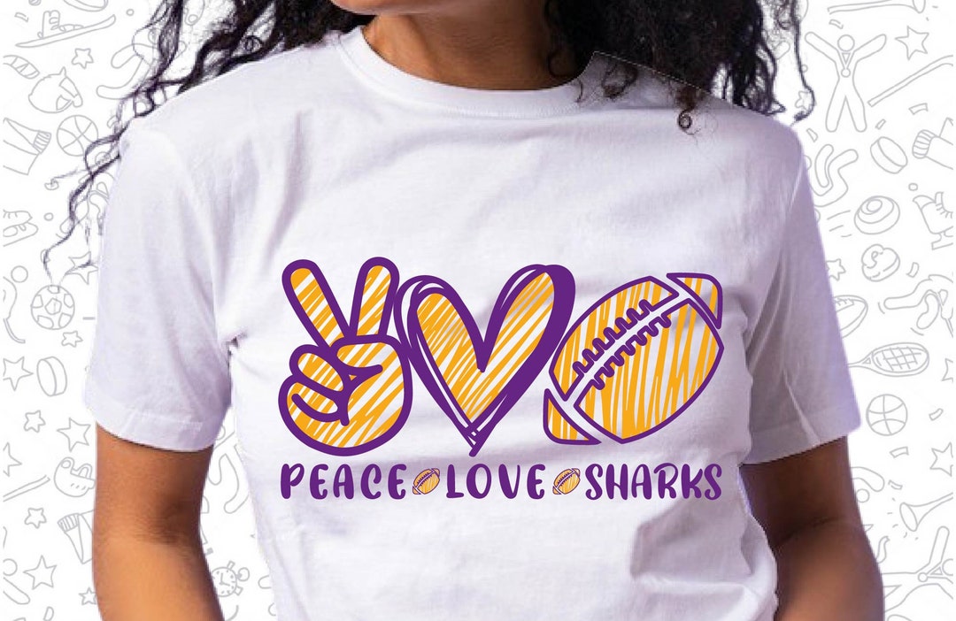 Peace Love Sharks SVG, Golden Yellow and Purple - Etsy