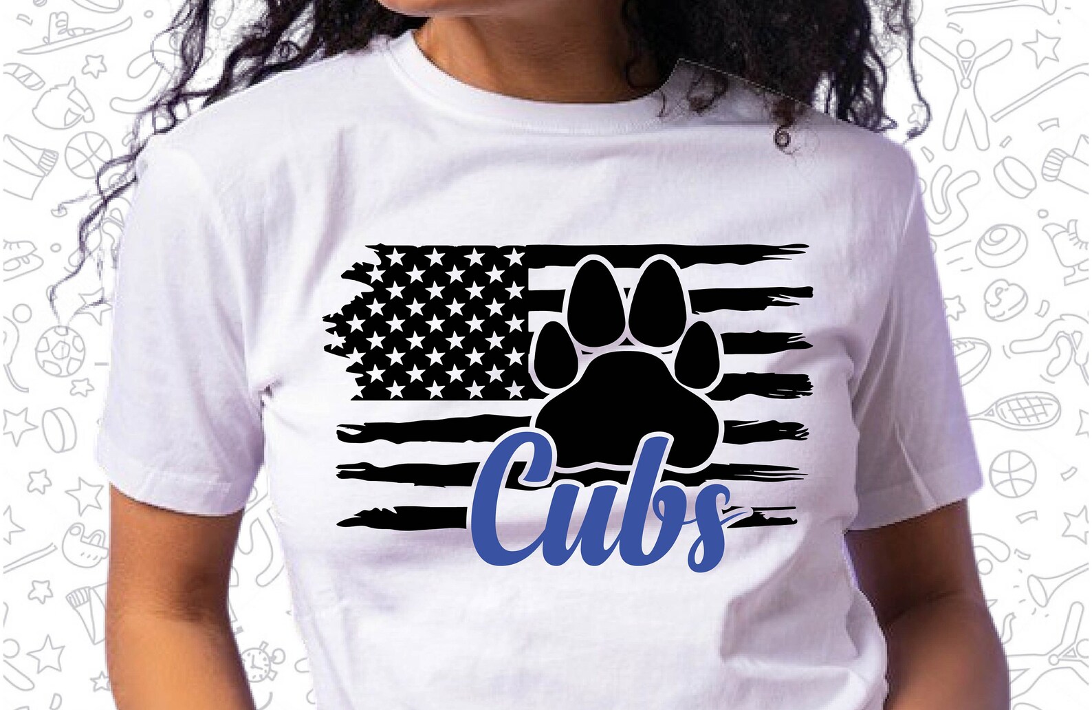 Cubs Svg American Flag Svg Paw Svg - Etsy