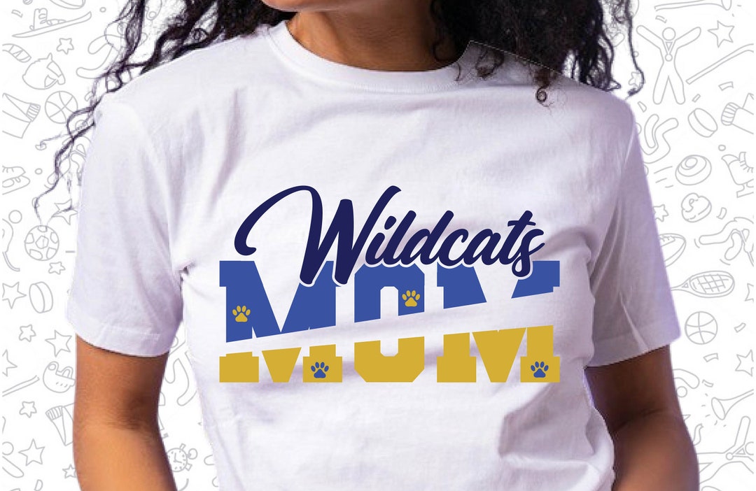 Wildcats Mom Svg, Paw Svg, Blue and Golden Yellow, Team Spirit Svg - Etsy
