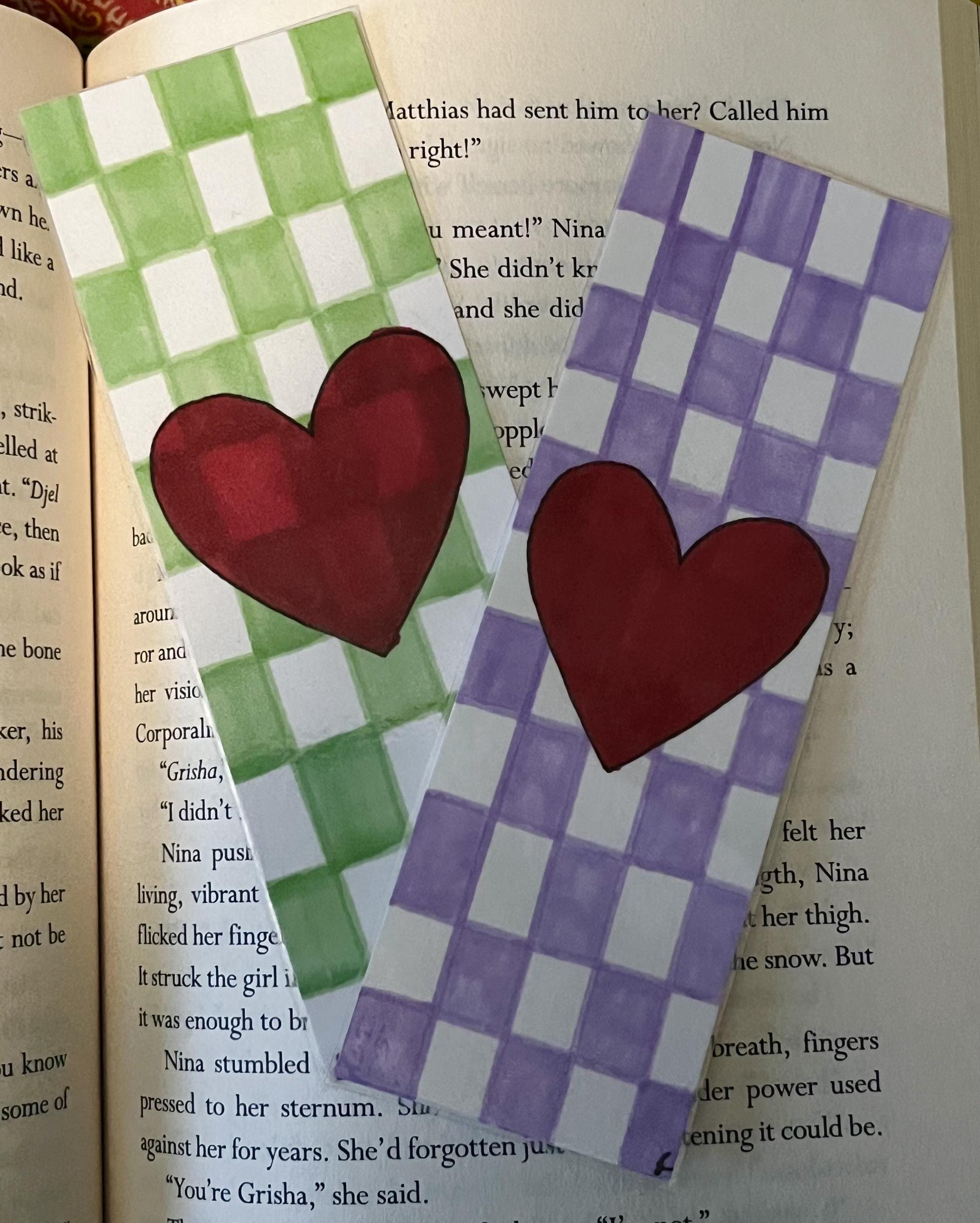 Matching Checkered Heart Bookmarks - Etsy