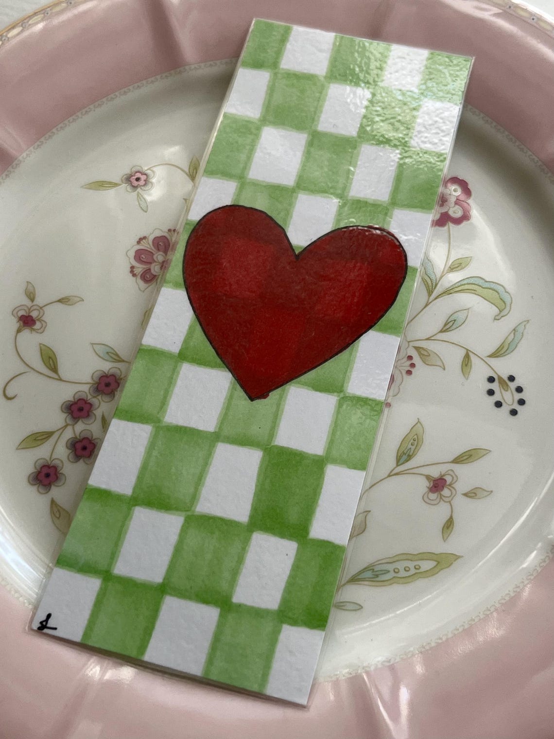 Matching Checkered Heart Bookmarks - Etsy