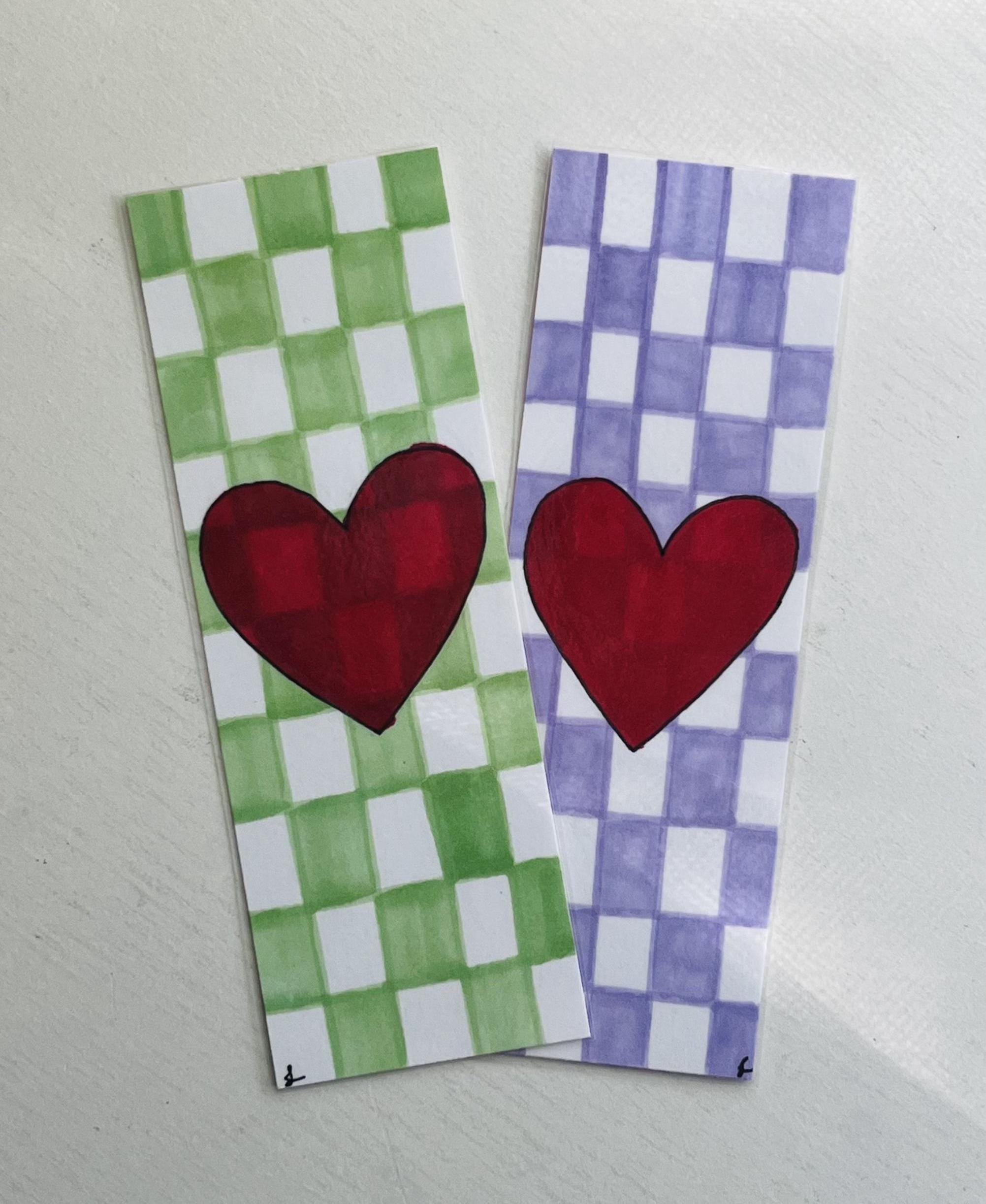 Matching Checkered Heart Bookmarks - Etsy