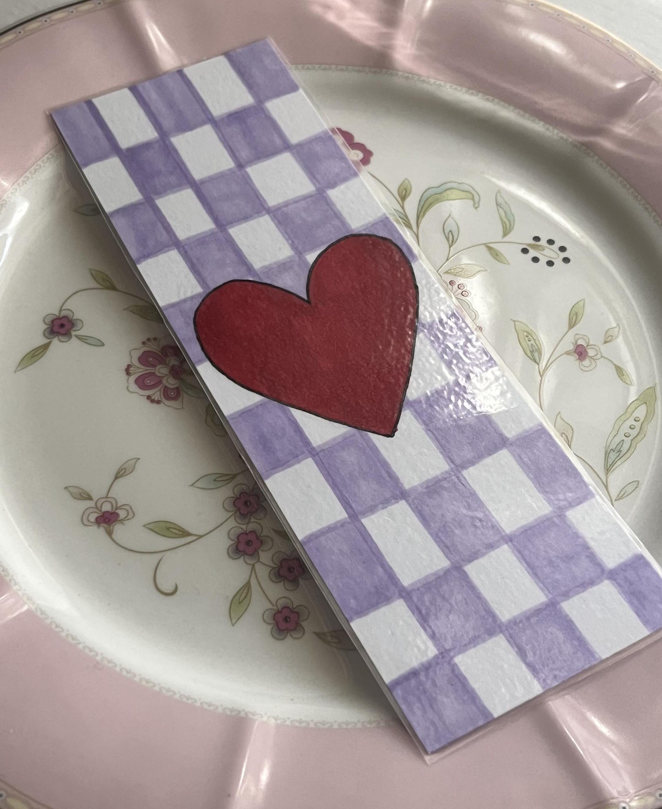 Matching Checkered Heart Bookmarks - Etsy