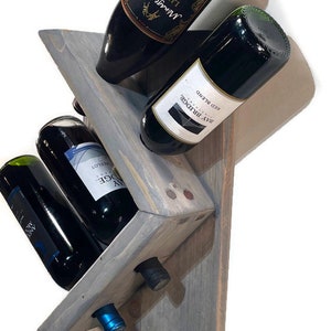 Zig Zag Wall Mounted Rustic Gray Wooden 4 Bottle Wine Rack - Etsy