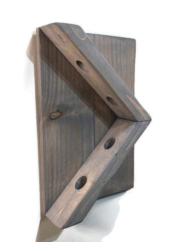 Zig Zag Wall Mounted Rustic Gray Wooden 4 Bottle Wine Rack - Etsy