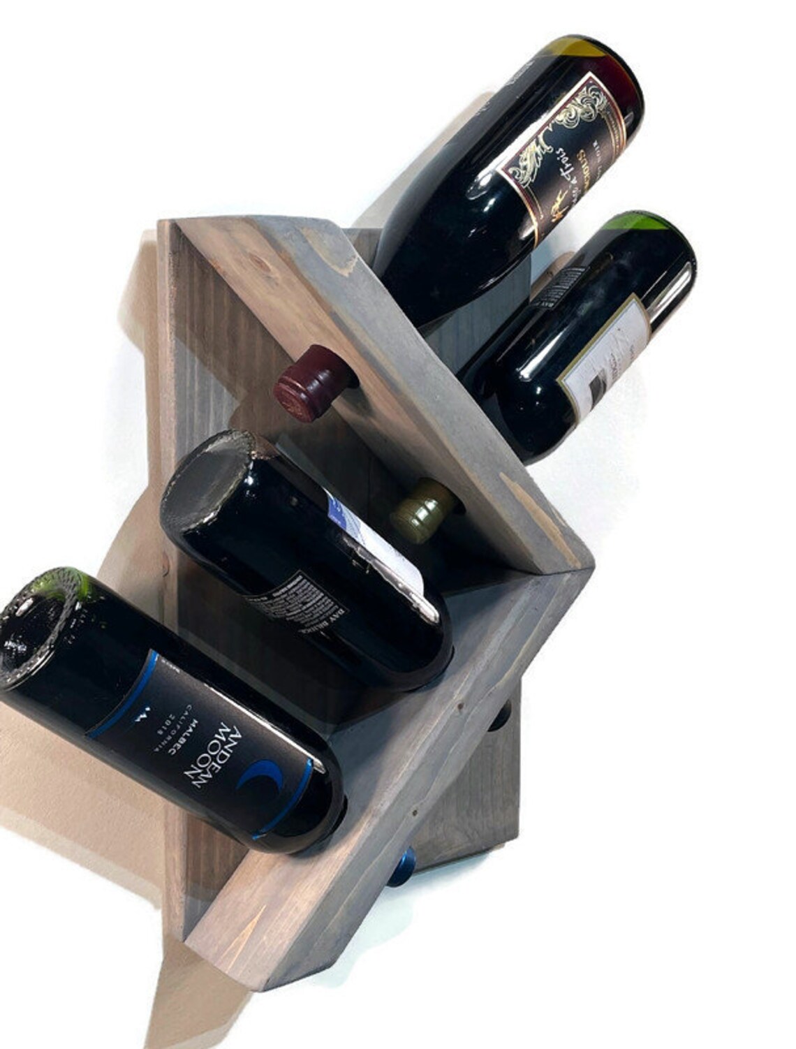 Zig Zag Wall Mounted Rustic Gray Wooden 4 Bottle Wine Rack - Etsy