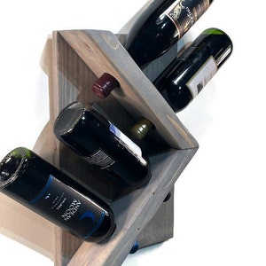 Zig Zag Wall Mounted Rustic Gray Wooden 4 Bottle Wine Rack - Etsy