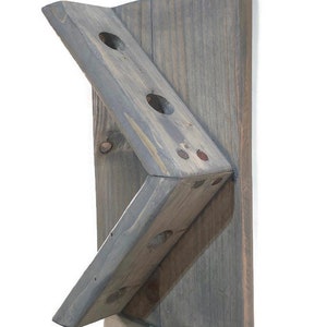 Zig Zag Wall Mounted Rustic Gray Wooden 4 Bottle Wine Rack - Etsy