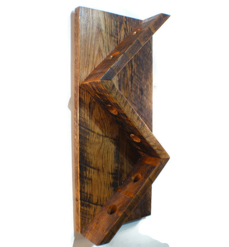 Rustic Oak Wood Zig Zag Wall Mounted 6 Bottle Wine Rack - Etsy