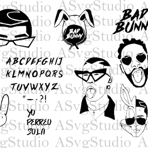 Bad Bunny 1 Svg Png Pdf Dxf - Etsy