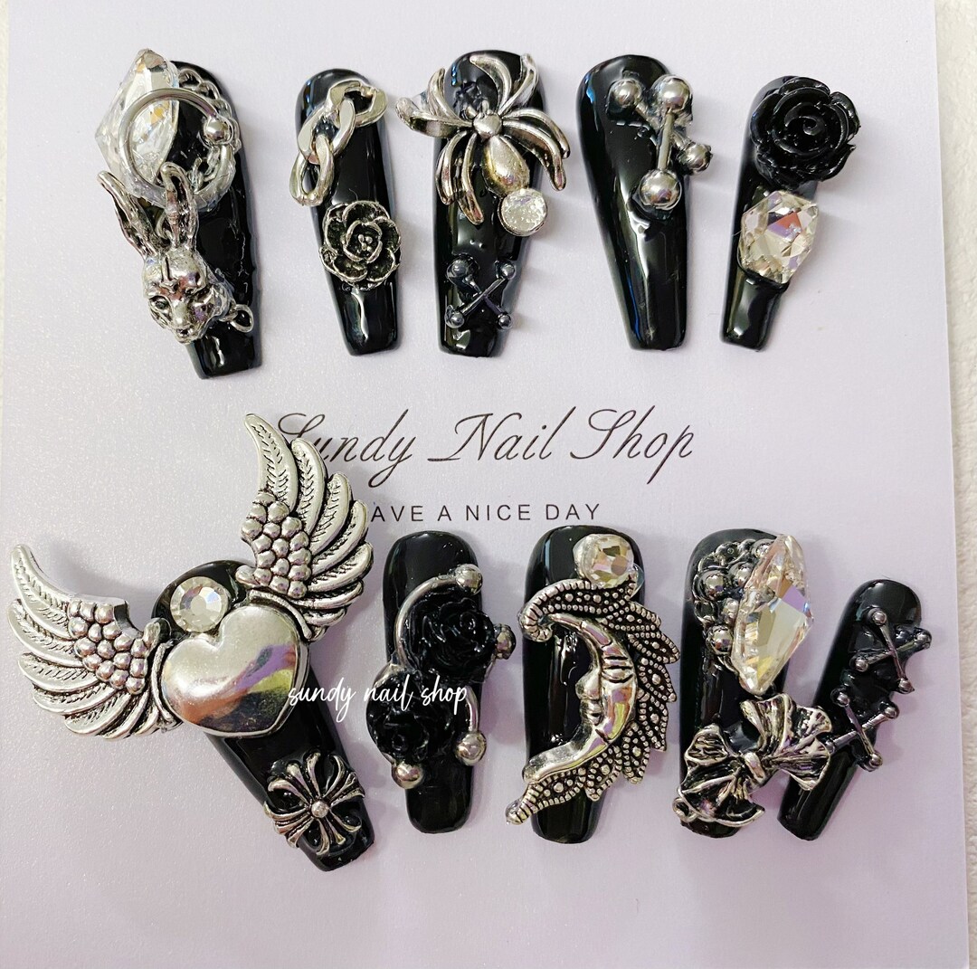 Demon Wings Press on Nails/wings Nails/devils Tears/ - Etsy