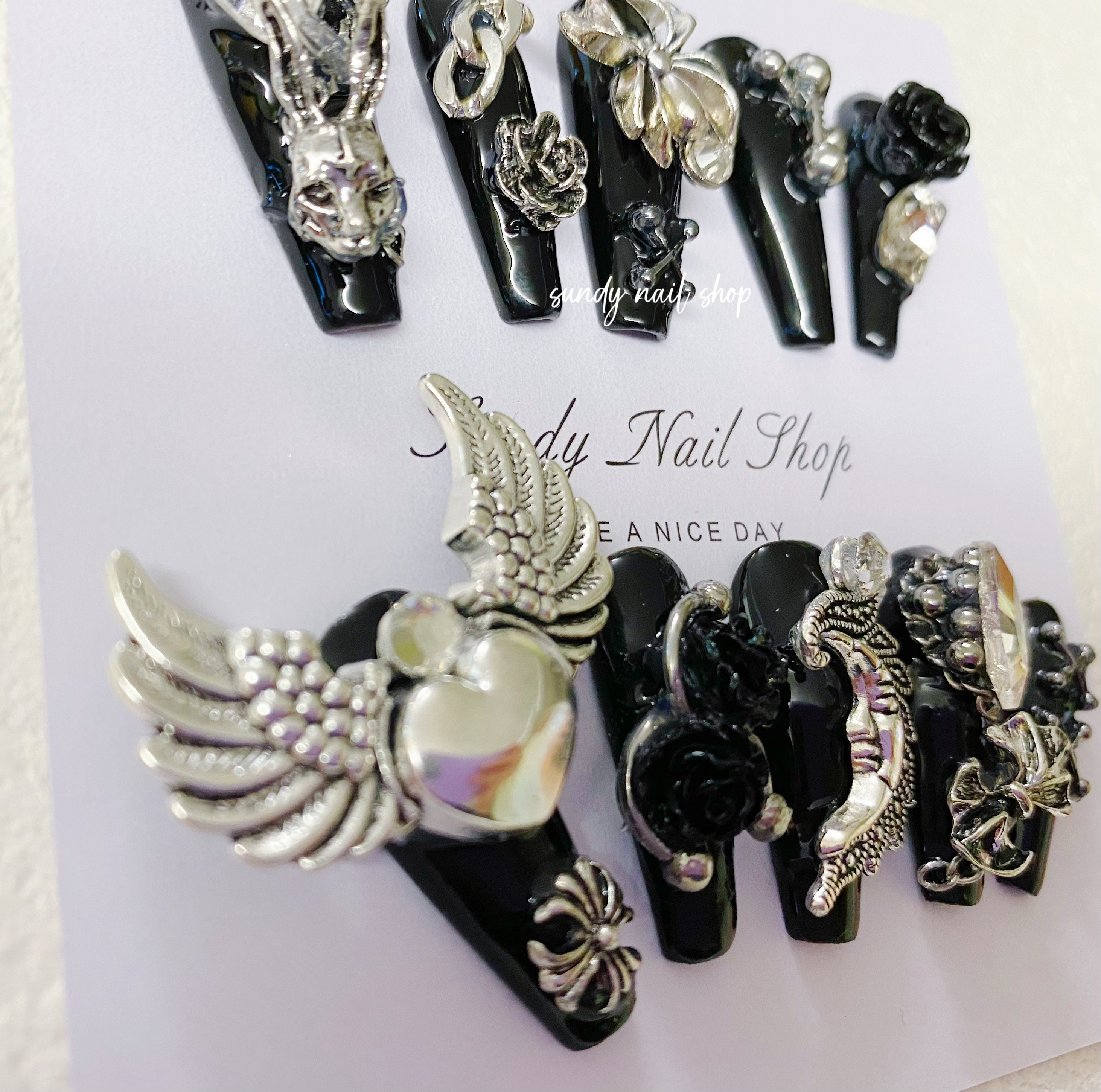 Demon Wings Press on Nails/wings Nails/devils Tears/ - Etsy