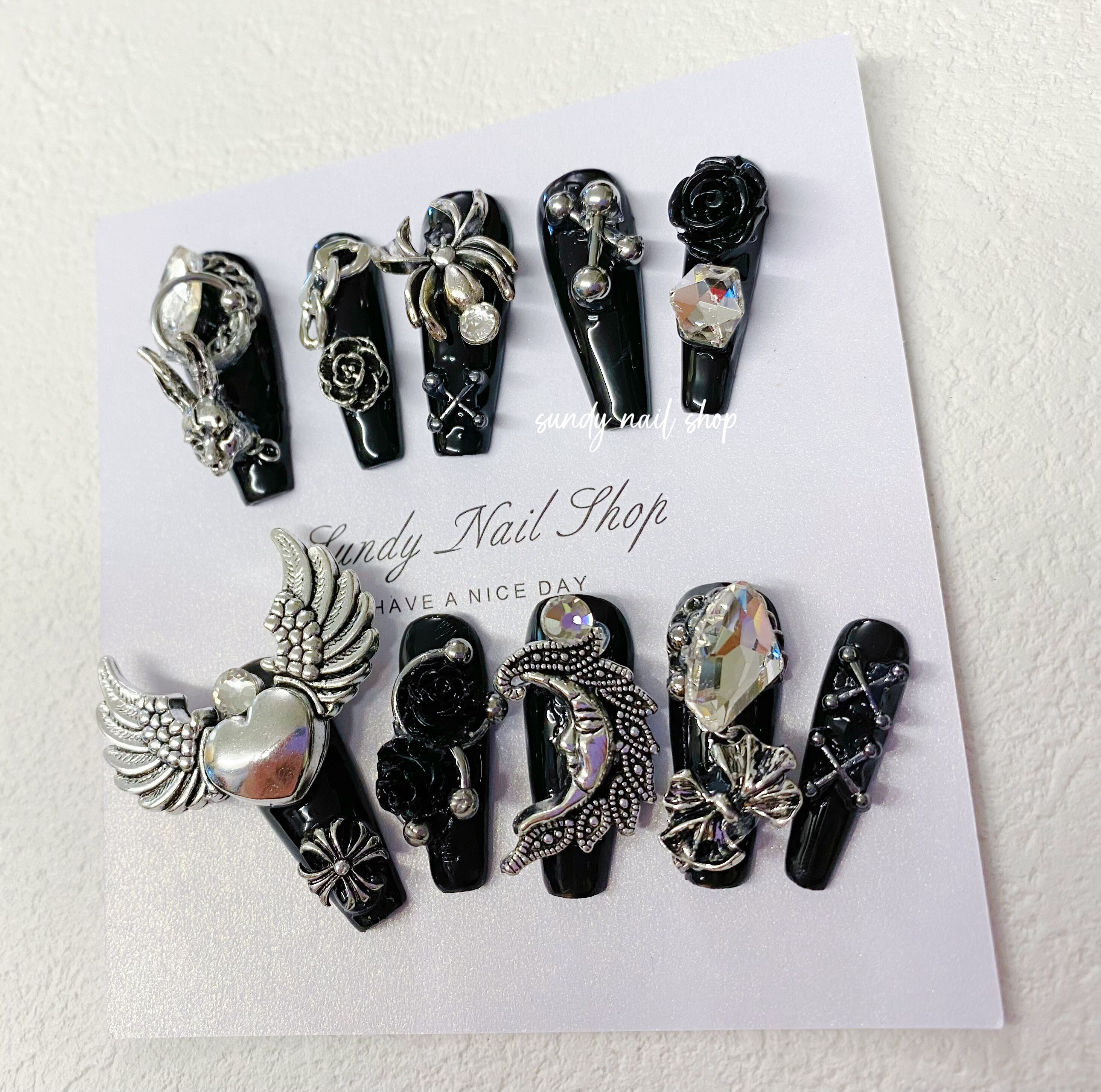 Demon Wings Press on Nails/wings Nails/devils Tears/ - Etsy