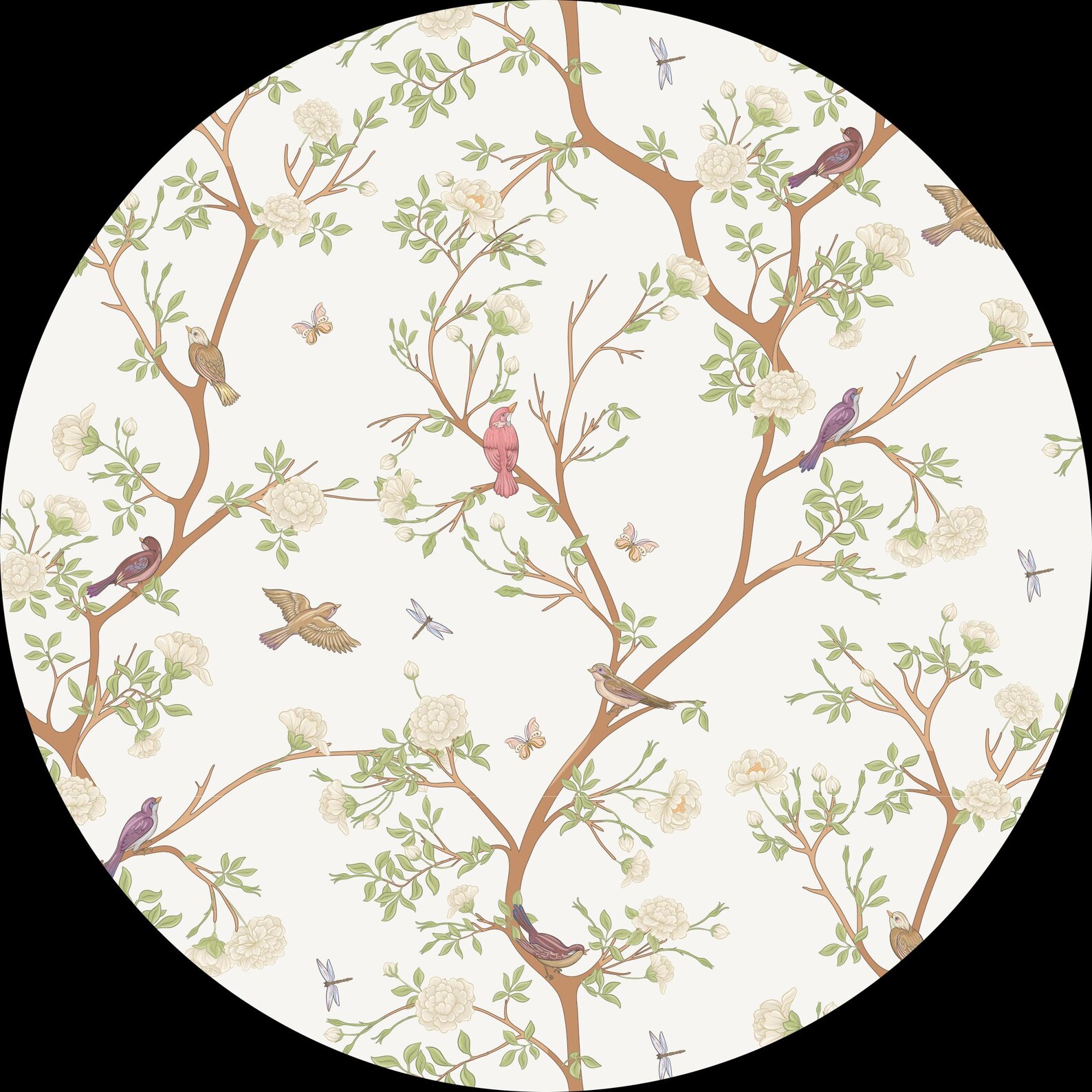 Peel & Stick WALLPAPER Fabric SELINA Chinoiserie Floral Mural Pattern ...
