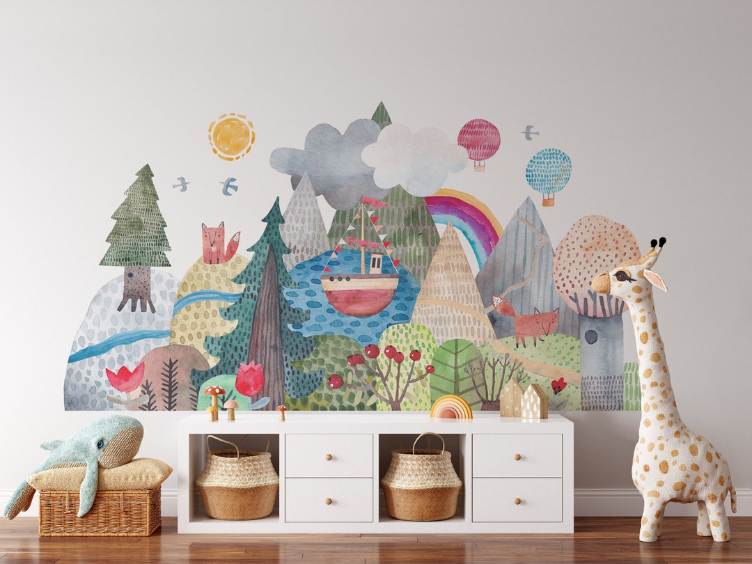 Wall Decal 1007 Mural Peel & Stick FABRIC or VINYL Kids Bedroom Nursery ...