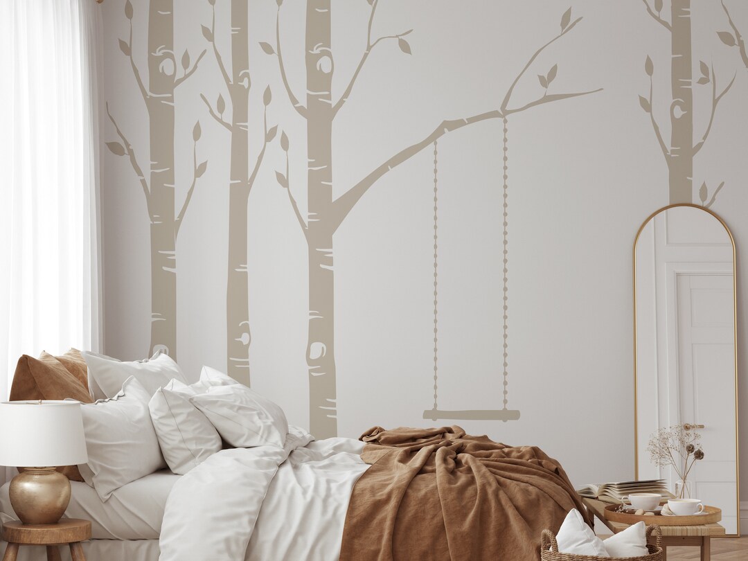 Premium Removable 4 Birch VINYL Trees Removable VINYL Wall Decals ...