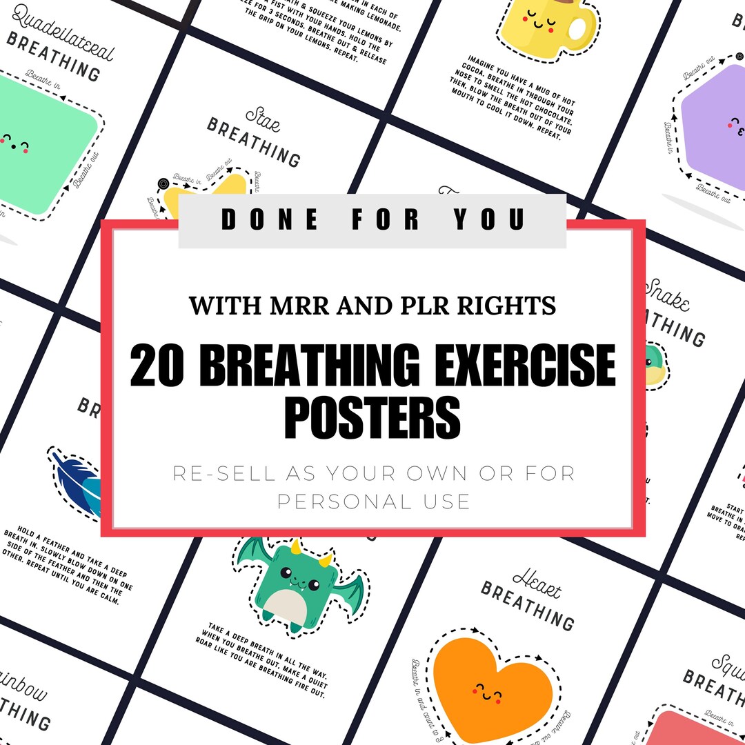 Breathing Exercises Educational Posters Bundle / MRR & PLR Rights ...