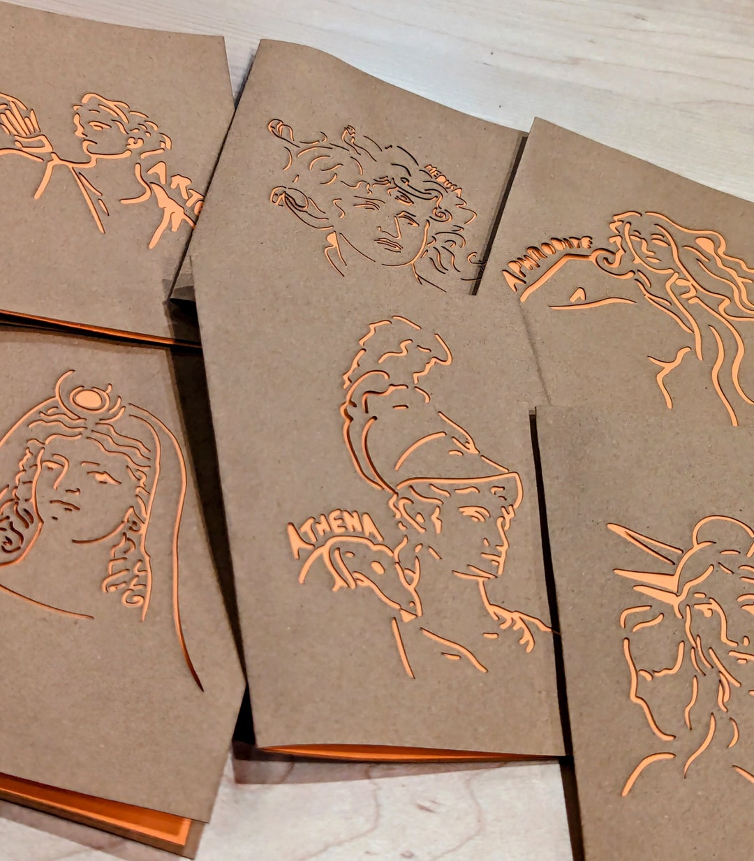 Greek Goddess Handmade Note Card Set: Laser Engraved Papercut ...