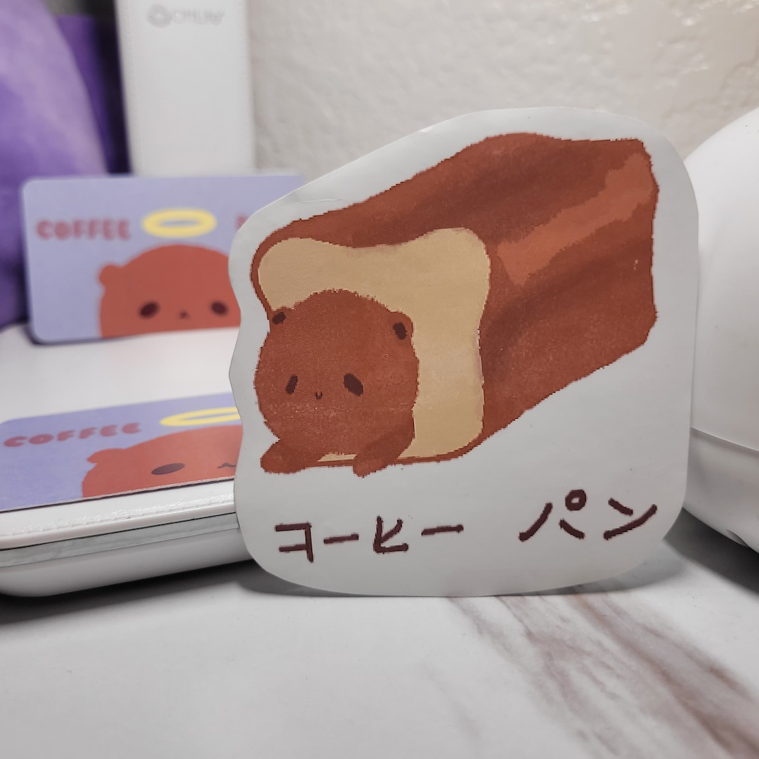 Bread Bear Matte Vinyl Sticker | Holographic Bear Sticker - Etsy