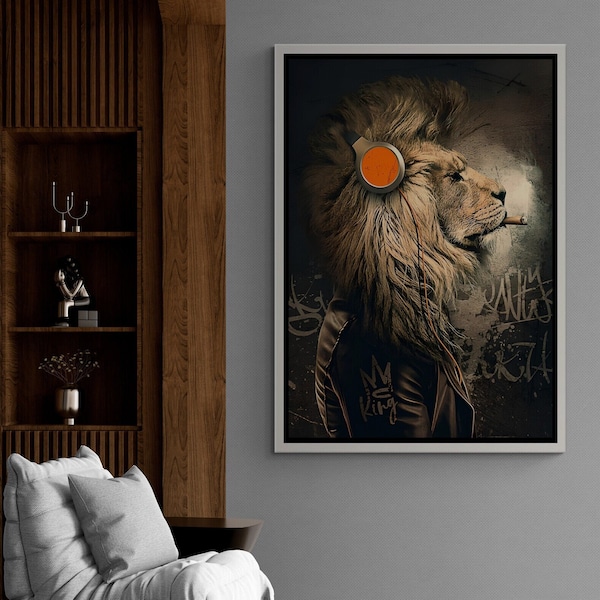 Lion Smoking Cigar Art - Etsy