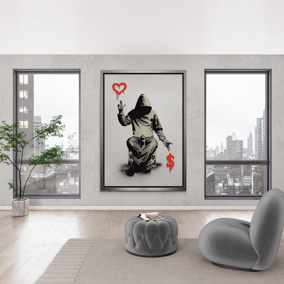 Banksy Love Over Money, Banksy Framed Canvas, Banksy Street Canvas ...